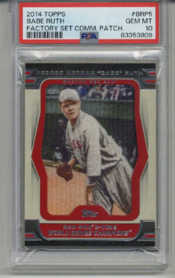 2014 TOPPS FACTORY SET COMMEMORATIVE PATCH BABE RUTH RED SOX PSA 10 LOW ...