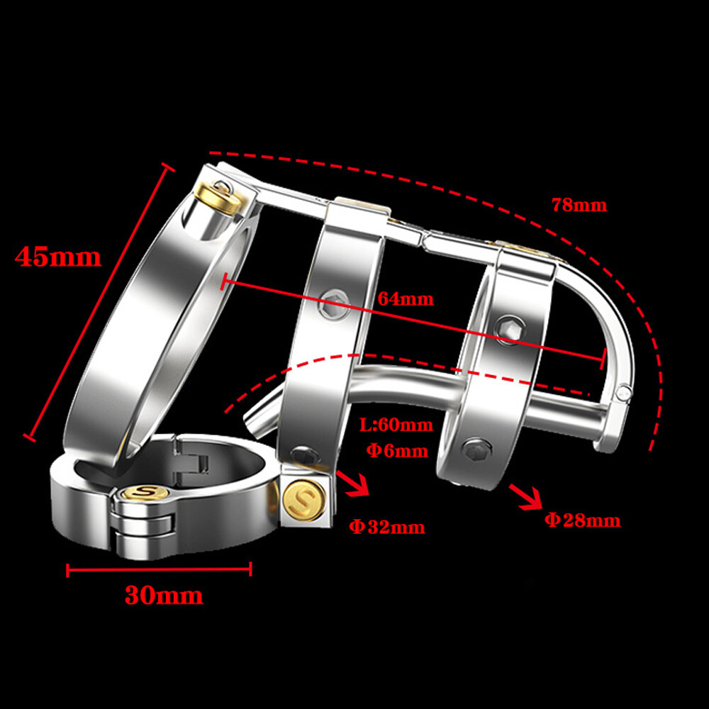 Male Chastity Cage Lock Device Kit with Tube Virginity Device 3 Sizes ...