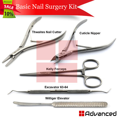 5Pcs Podiatry Basic Nail Surgery Instruments Toe Nail Removal Thwaites ...