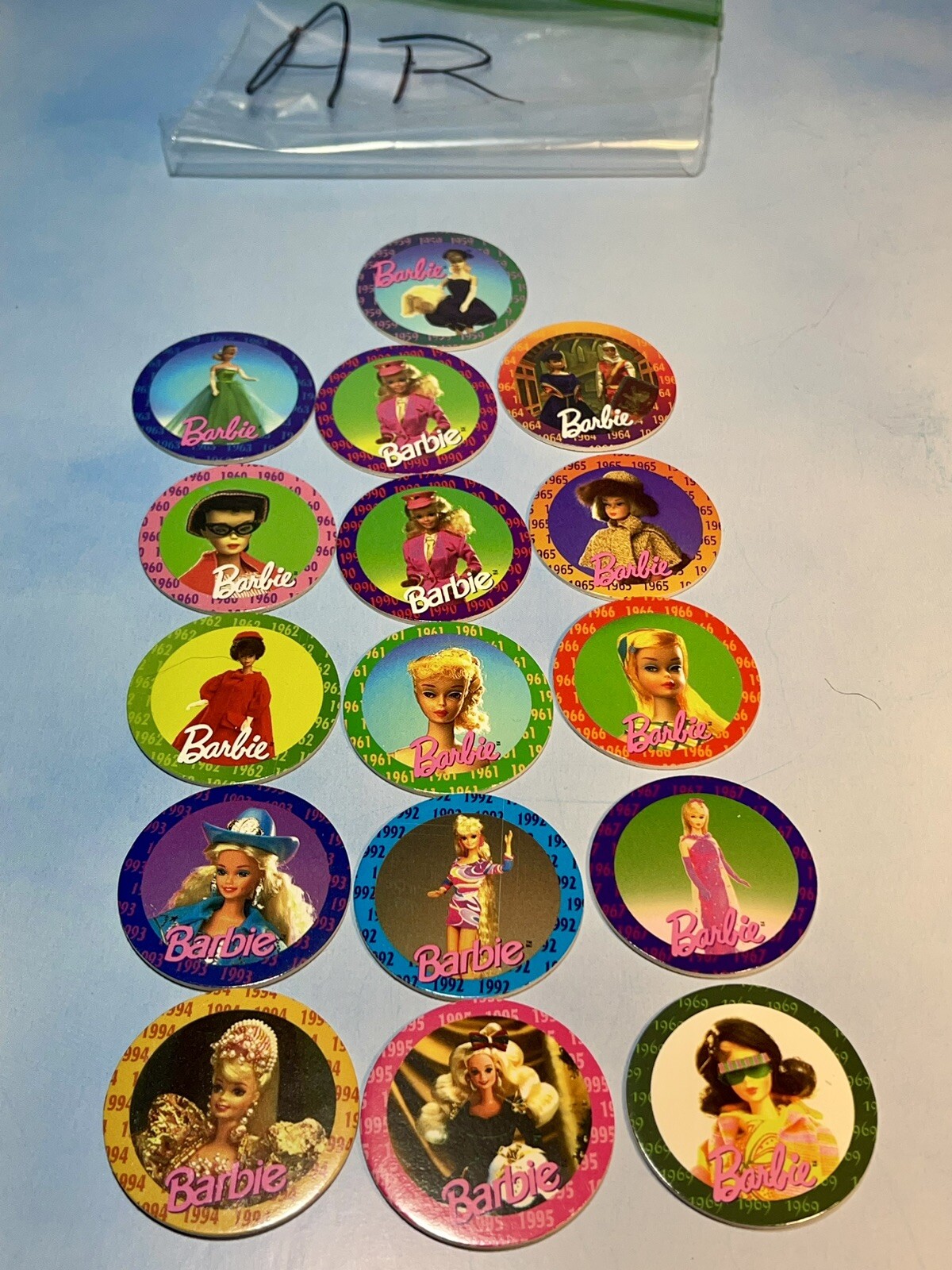 1995 Barbie POGS Including Rare Barbie Refractors Lot Of Pogs, Milk ...