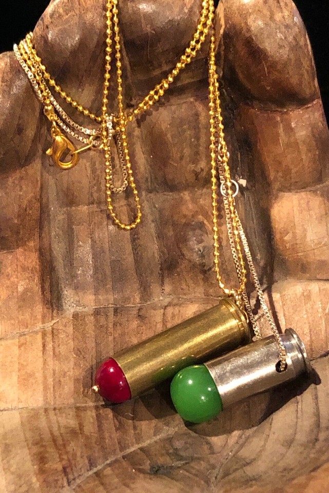 Vtg Lot Winchester 41 Mag BULLET AMMO PENDANT CHAIN NECKLACE Natural ...