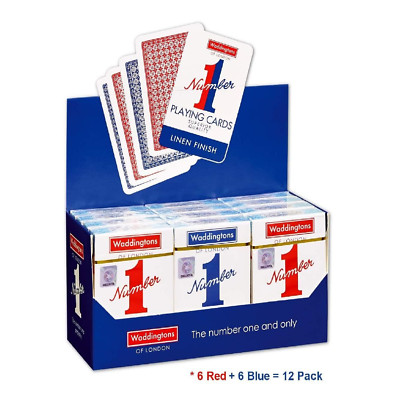 Waddingtons no.1 playing cards number one classic red blue game poker ...