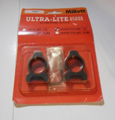 1Pr Millett Ultra-Lite Alum Alloy Scope Rings #AL00019 - Weaver Style ...