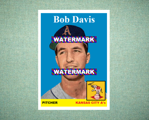 Bob Davis Kansas City Athletics A's 1958 Style Custom Baseball Art Card ...