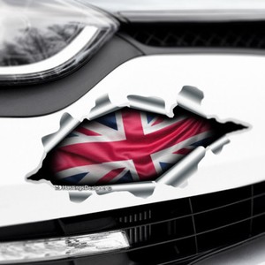 TORN RIPPED 3D EFFECT UNION JACK UK FLAG Novelty Car,Bumper Vinyl Decal ...