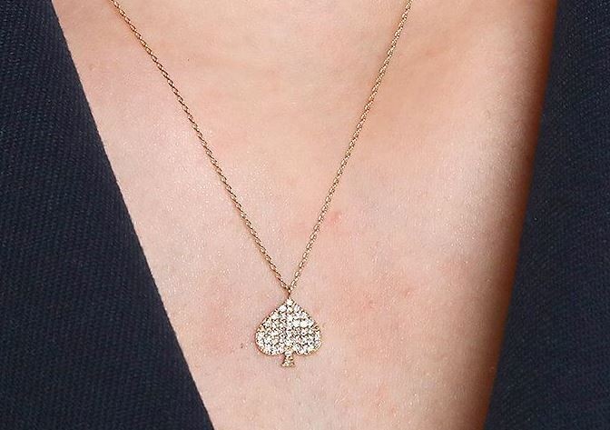 0.84ct Natural Round Diamond 14k Solid Yellow Gold spade card Pendant ...