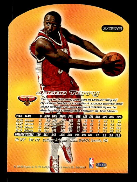 JASON TERRY SIGNED 1999-00 FLEER ULTRA GOLD MEDALION EDITION #142G ON ...