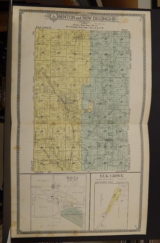 Wisconsin Lafayette County Map Benton New Diggings Township 1916 Double ...