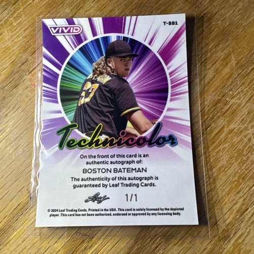 2024 Leaf Vivid Baseball Boston Bateman Technicolor Red Laser Auto 1/1 ...