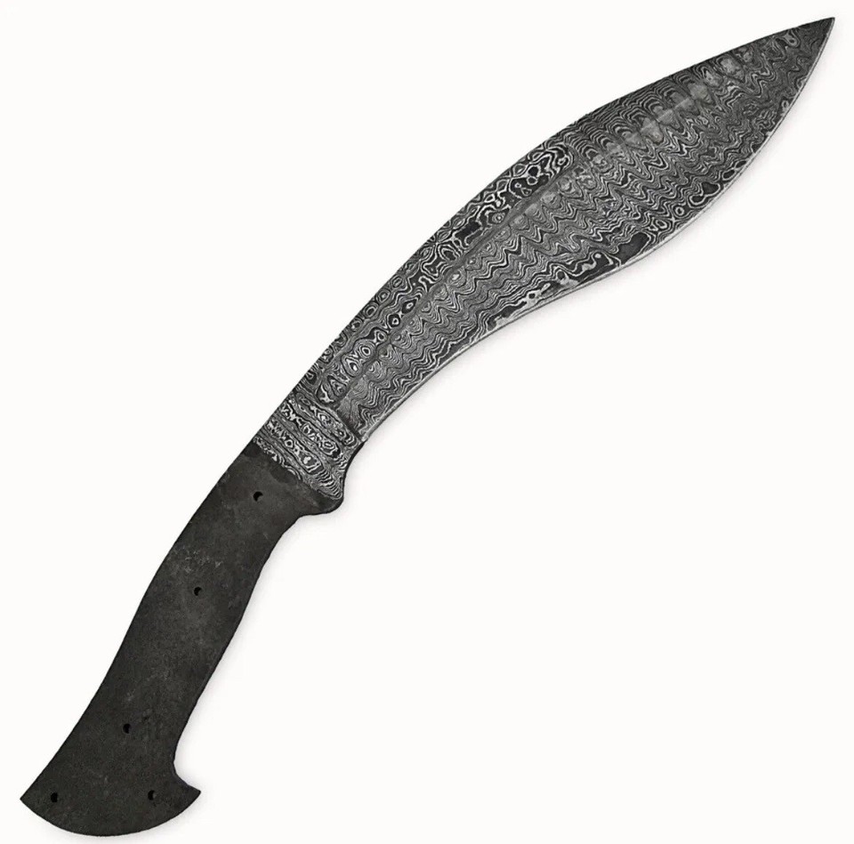 HANDMADE DAMASCUS STEEL GURKHA KUKRI TRADITIONAL KNIFE BLANK BLADE ...