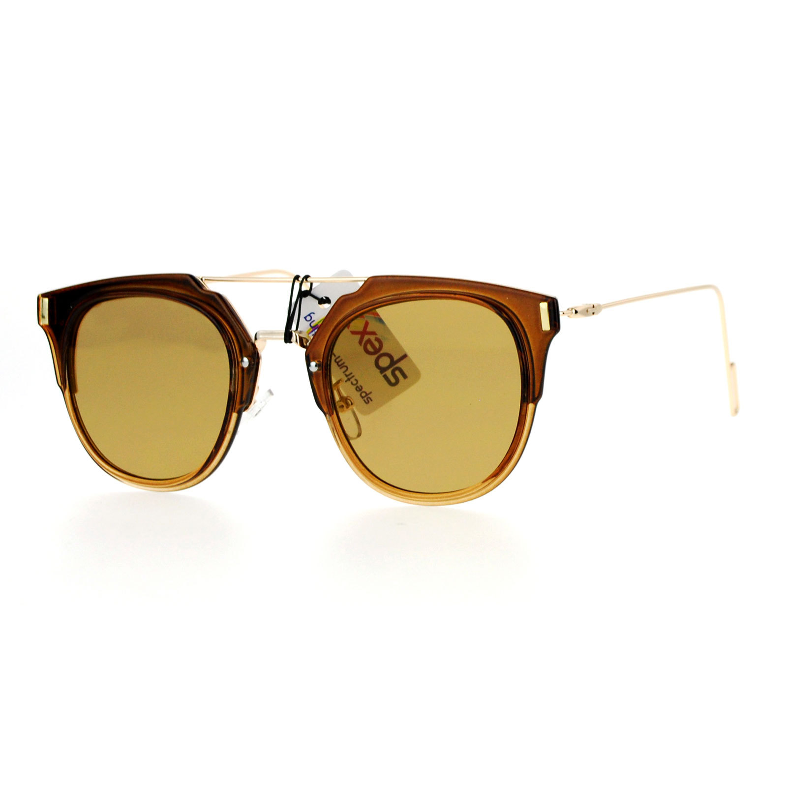 Women's Designer Fashion Sunglasses Flat Top Bar Flat Mirror Lens Frame ...