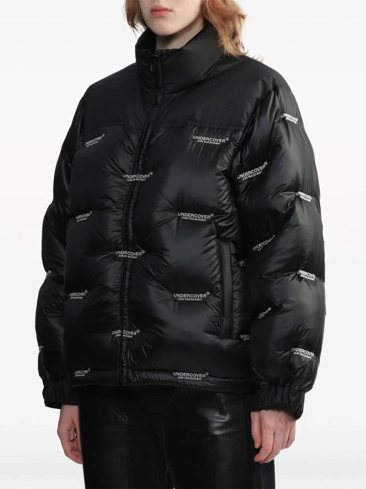 NEW Undercover logo-embroidered down padded jacket in black size 2 # ...