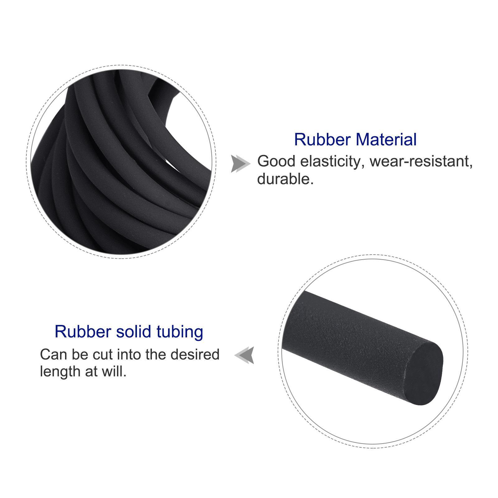 Solid Rubber Cord Tubing 10ft 1.5mm 1/16" Dia Matte Black Rubber Tube ...
