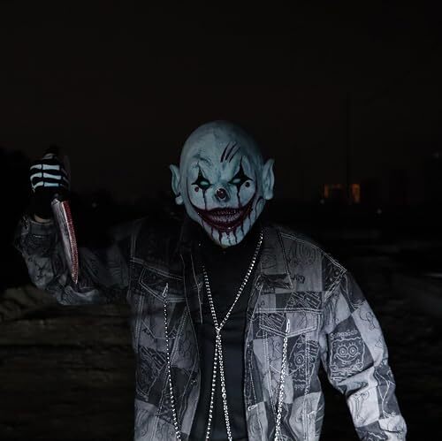 Horror Clown Mask Scary Evil Killer Halloween Cosplay Mask Creepy Demon ...