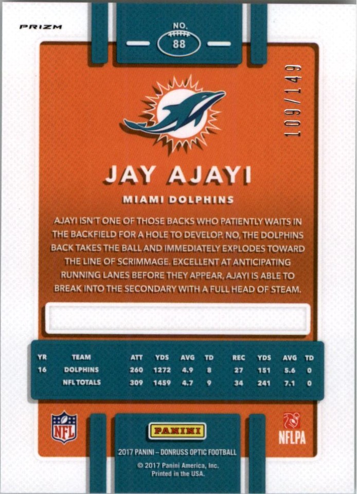 2017 Donruss Optic Blue #88 Jay Ajayi /149 | eBay