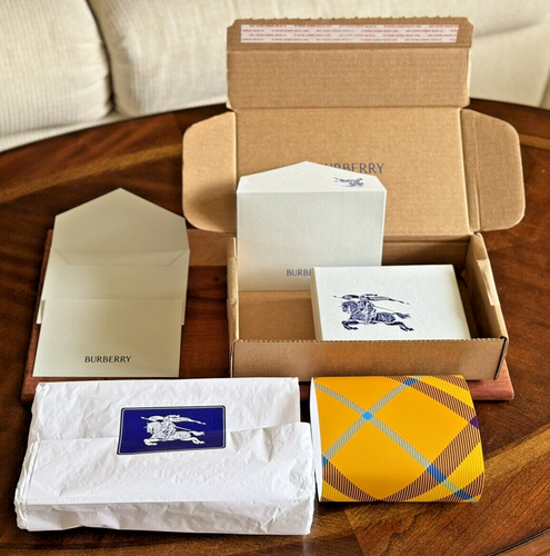 Empty Burberry Gift Mailing Box Logo Tissue Paper Plaid Wrap Dust Bag ...
