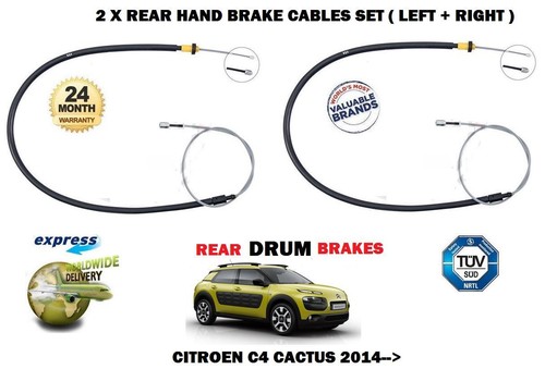 FOR CITROEN C4 CACTUS 1.2 1.6 HDI 2014- 2X REAR HAND BRAKE CABLE SET ...