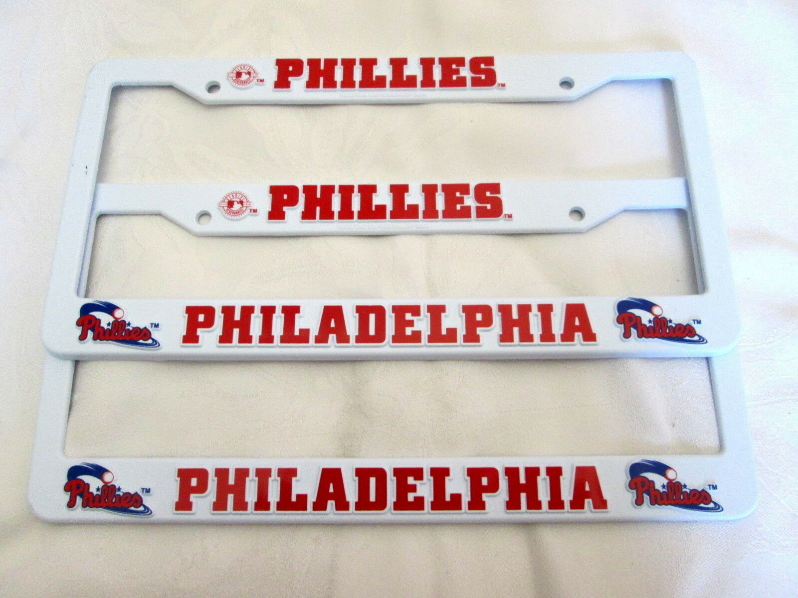 TWO (2) PHILADELPHIA PHILLIES EMBOSSED LICENSE PLATE FRAMES #3 - NEW | eBay