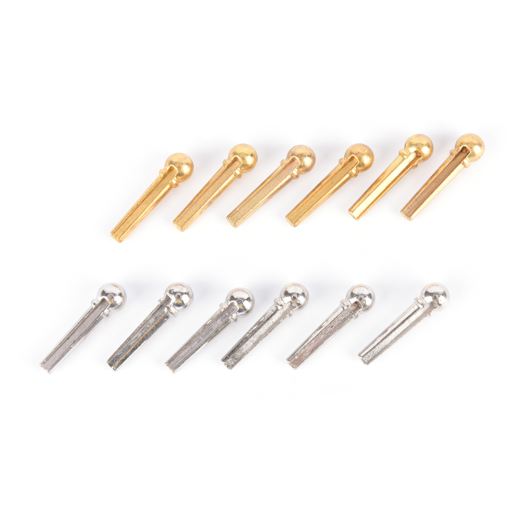 6pcs Metal Bridge Pin Folk Acoustic Guitar String Pin Peg Nail silver ...