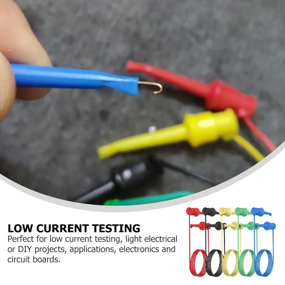 5 Pcs Test Leads Electrical Probes Wire Cable Testing Hook Clip ...