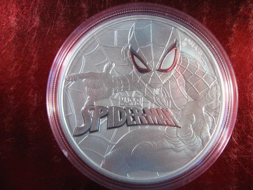 2017 - SPIDERMAN - MARVEL COMICS SILVER 1 oz coin .999 BU $1 HARDEST ...