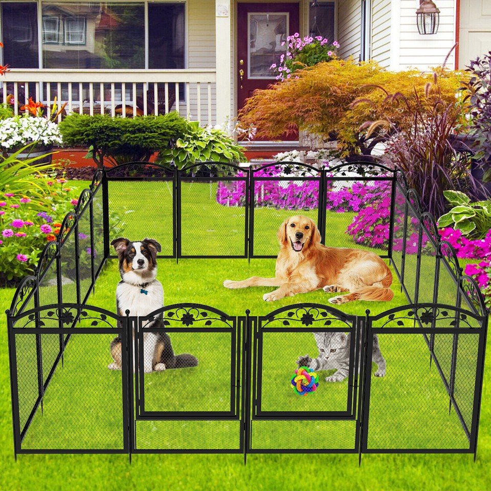 Reinforced Metal Dog Fence 35 Inch Tall Pet Exercise Playpen Cage with ...