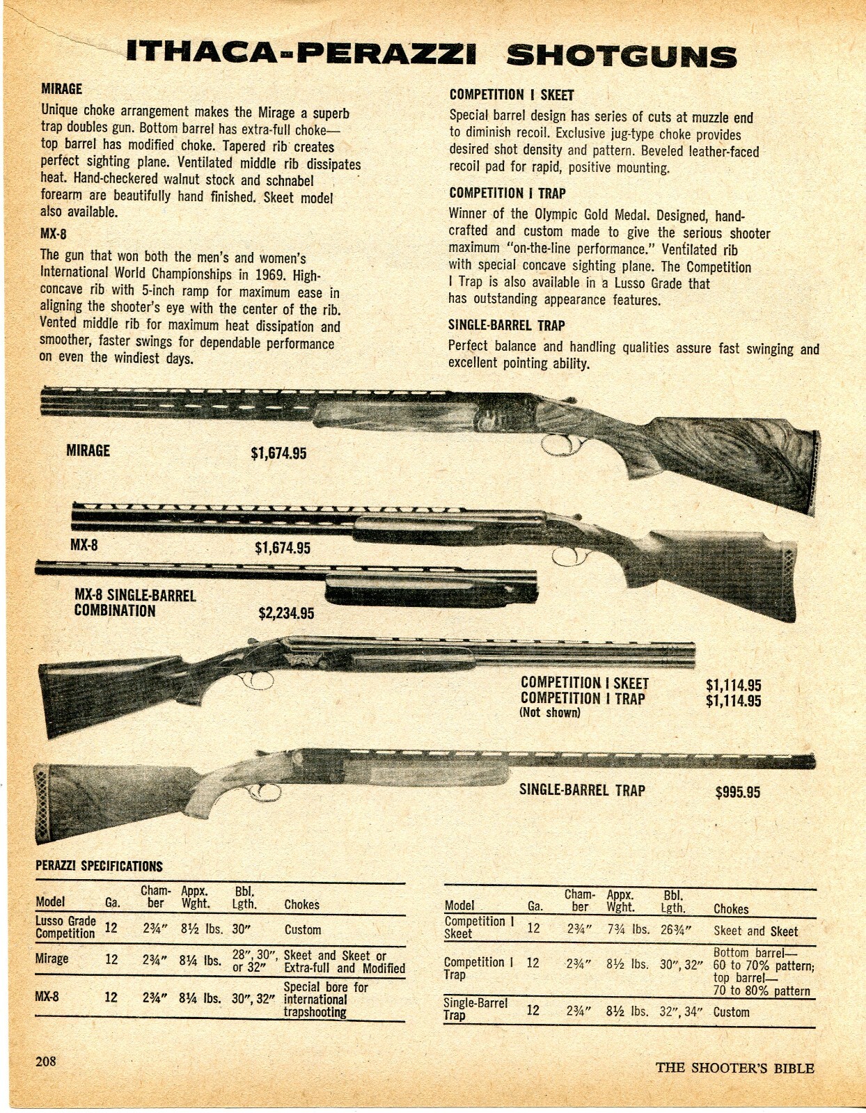 1975 Print Ad of Ithaca Perazzi Mirage Trap Skeet & MX8 Shotgun | eBay