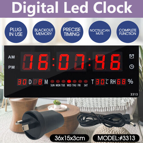 Digital Home Large Big Jumbo LED Wall Desk Clock With Calendar ...