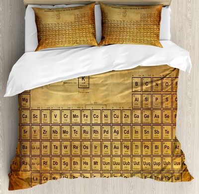 Science Duvet Cover Set with Pillow Shams Vintage Chemistry Table Print ...