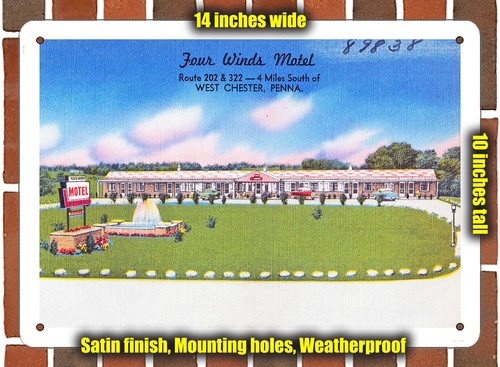 Metal Sign - Pennsylvania Postcard - Four Winds Motel, Route 202 & 322 ...