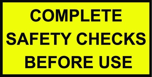 Complete Safety Checks Before Use Sticker Decal Machinery | eBay UK