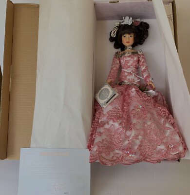 MERLOT DOLL By Rustie 1402/2500 Brunette 14" LACE GOWN Box Porcelain ...