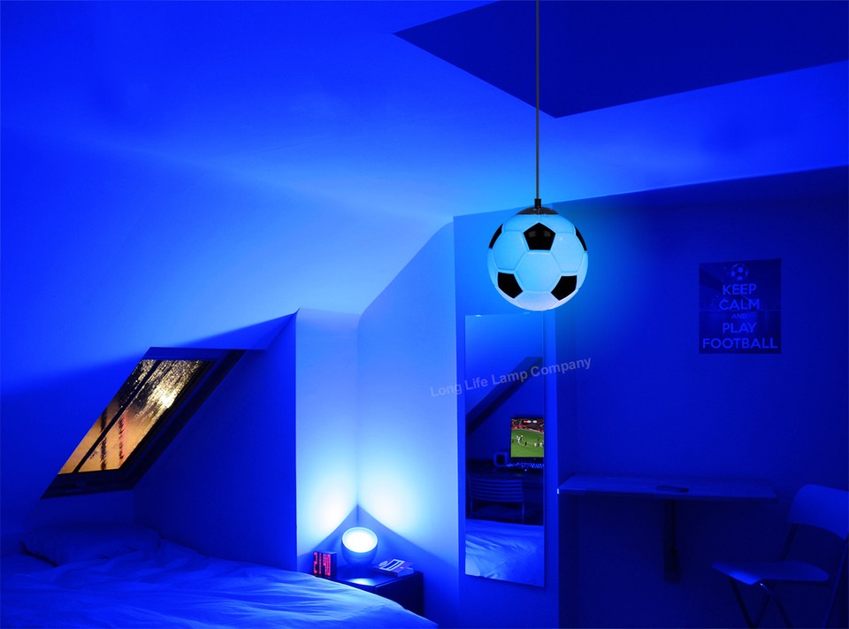 Modern FOOTBALL Ceiling Pendant Hanging Light Shade Club Games Room ...