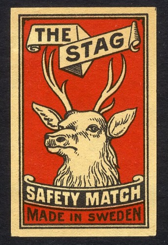 STAG Male Deer MATCHBOX LABEL Made in Sweden | eBay