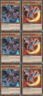 3x Red-Eyes Wyvern SR02-EN010 +3x Eclipse Wyvern SR02-EN015 1st Mint ...