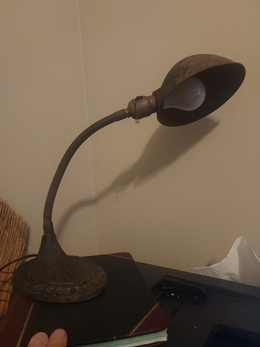 Vintage Goose-Neck Lamp with Cast Iron Base & Pull Chain | eBay