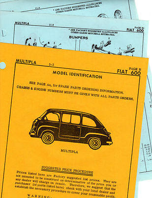1957 1958 1959 1960 FIAT 600 MULTIPLA BODY PARTS LIST FRAME CRASH ...