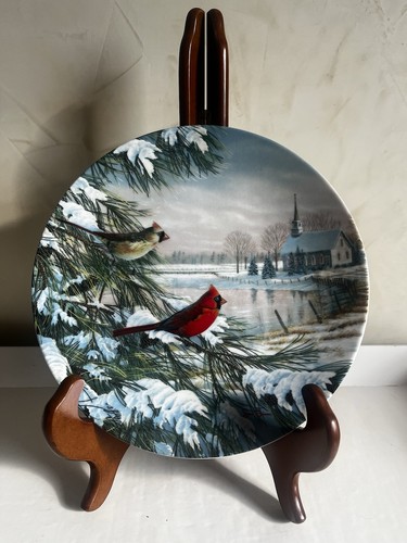 Edwin Knowles Cardinals in Winter by Sam Timm 1990 Holiday Collector's ...