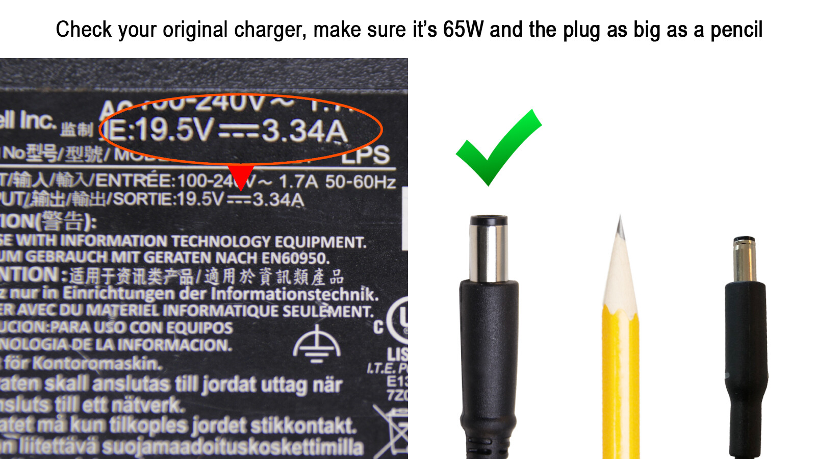 DELL 6TM1C 19.5V 3.34A 65W Genuine Original AC Power Adapter Charger | eBay