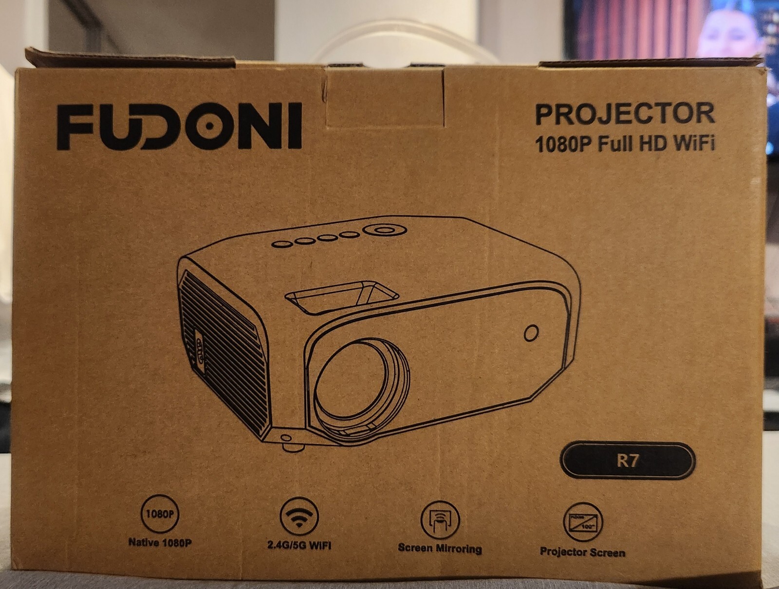 Fudoni R7 Native 1080p WiFi Projector with 100" Screen | eBay
