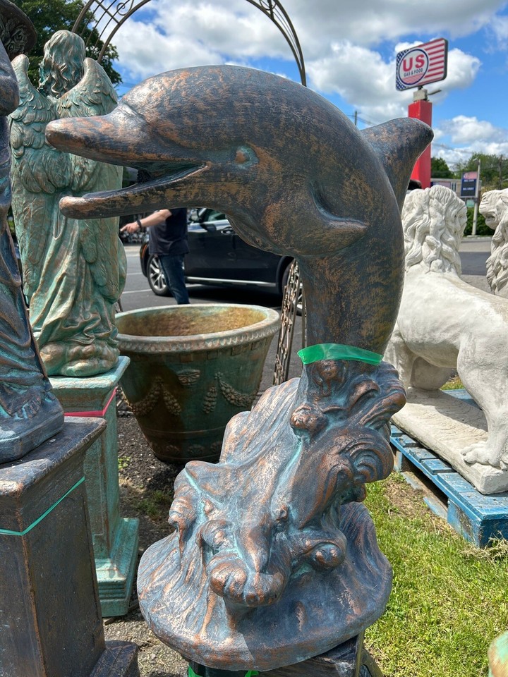 Dolphin Riding Wave Concrete Statue 30" Tall | eBay