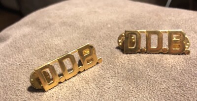 Initials D.D.B. Gold Tone Metal Collar Bar Pins Tack Pins Set Of 2 C23 ...