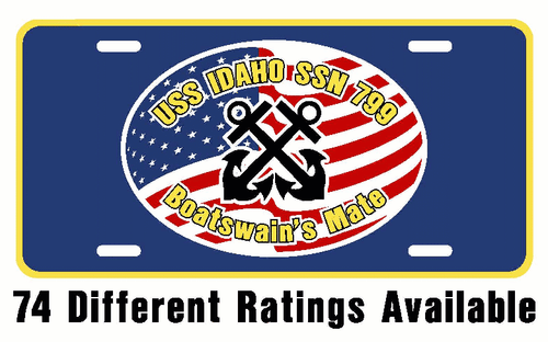 USS IDAHO SSN 799 Rating License Plate Flag U S Navy USN Military PO3 ...