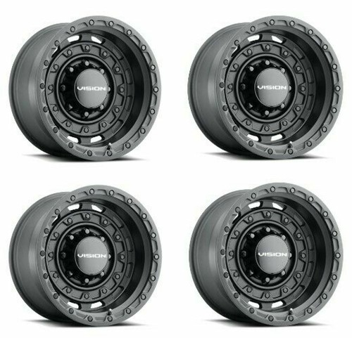 Set 4 17" Vision Off-Road 403 Tactical Satin Black Wheels 17x10 8x6.5 ...