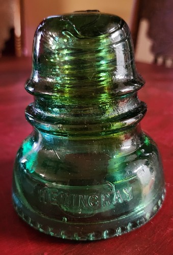Vintage No 40 Hemingray Green Glass Insulator 5 On Top With Serated ...