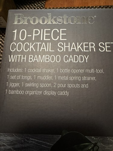 Brookstone 10 Piece Cocktail Shaker Set With Bamboo Caddy | eBay