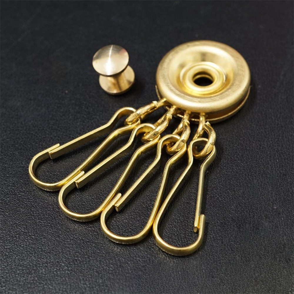 1x Brass Key Row Organizer Swivel Round 4 keyring Wall Mounted Bracket ...