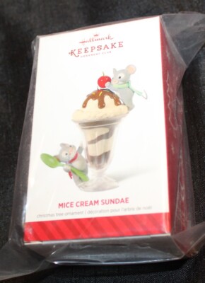 NEW Hallmark Keepsake ornament 2014 Member Exclusive Mice Cream Sundae ...