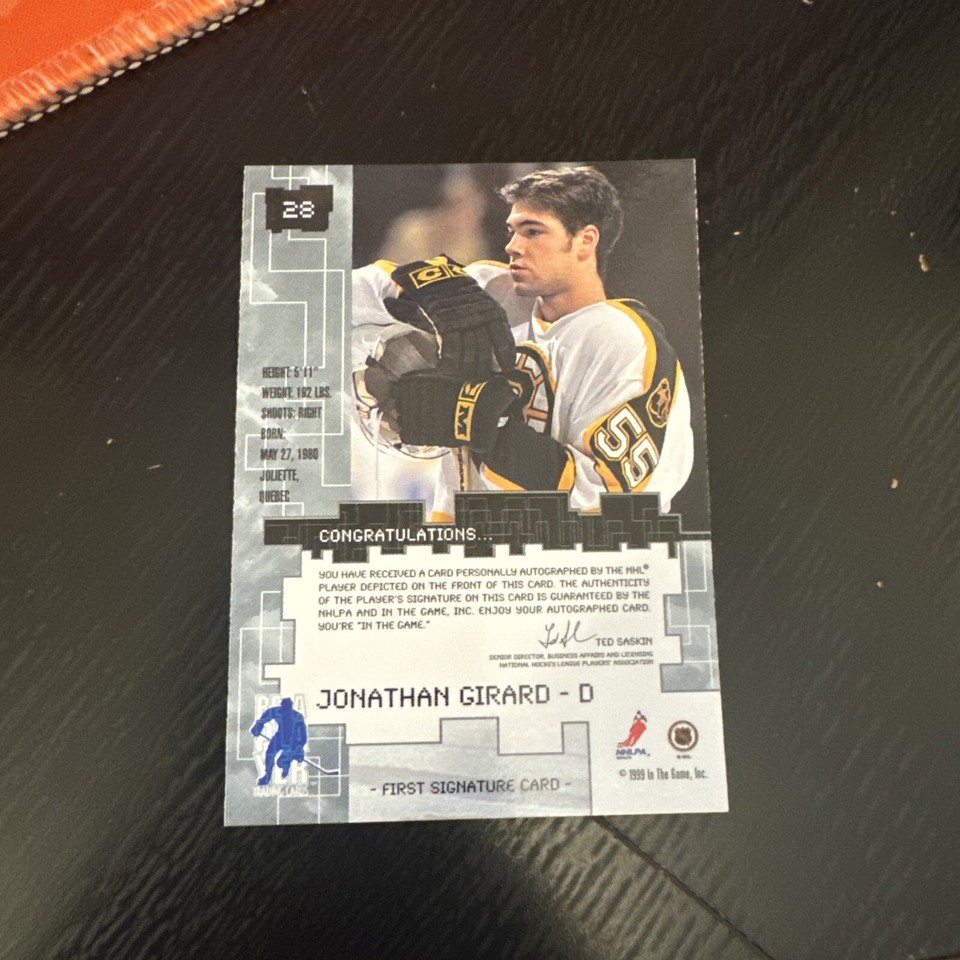 1999-00 (BRUINS) BAP Millennium Autographs #28 Jonathan Girard | eBay