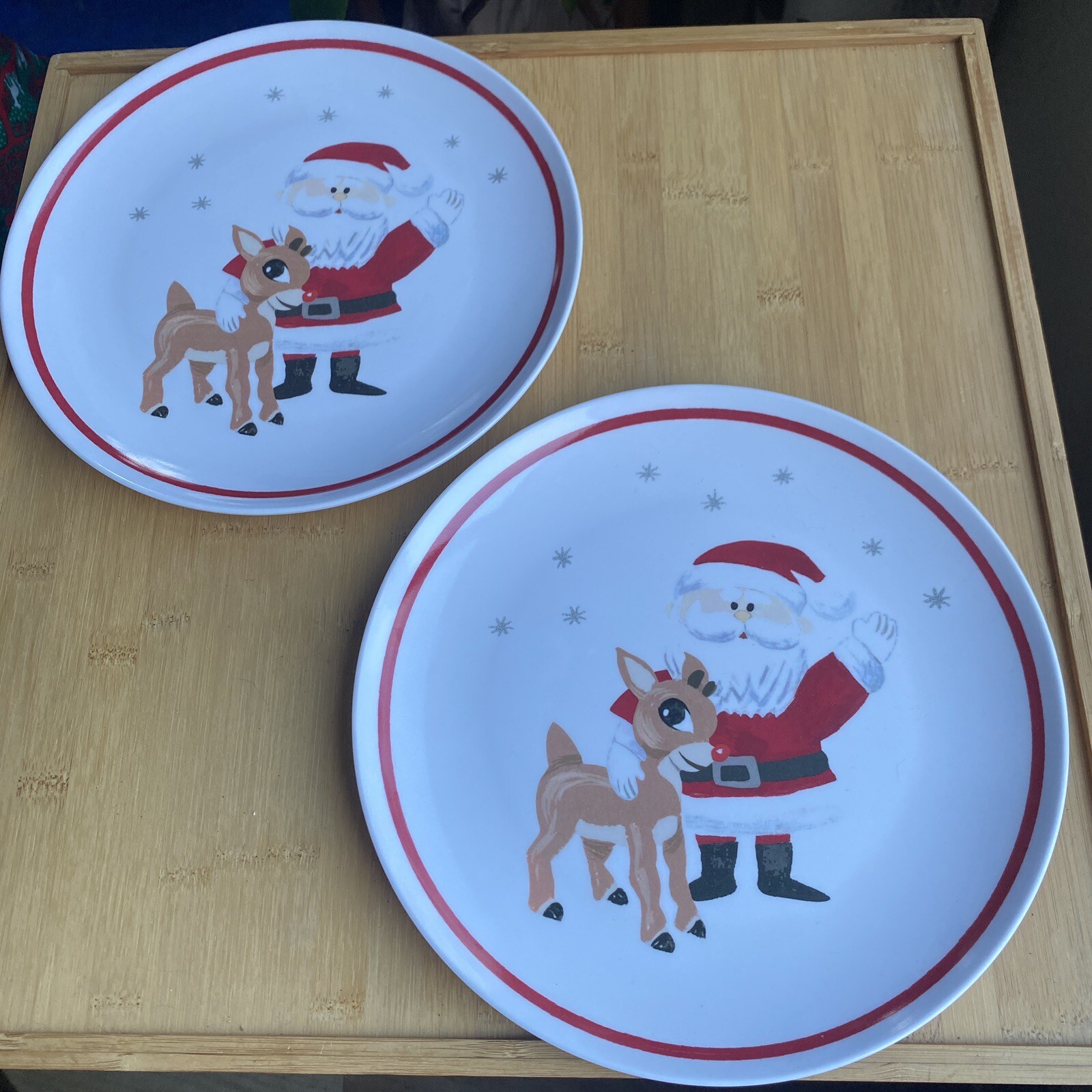Rudolph Red Nosed Reindeer Santa Hat Plate Pottery Barn Kids Christmas ...